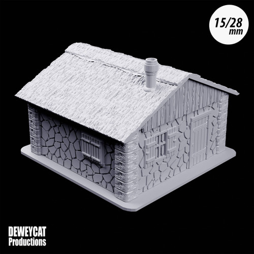 Village Stone Cottage with Thatch Roof | Bunker Miniatures