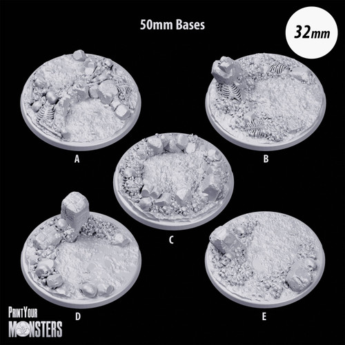 50mm Land of Bone Bases Pack B | Bunker Miniatures