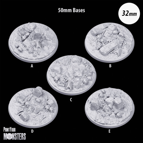 50mm Land of Bone Bases Pack A | Bunker Miniatures