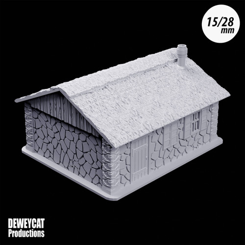 Village Stone House with Thatch Roof | Bunker Miniatures