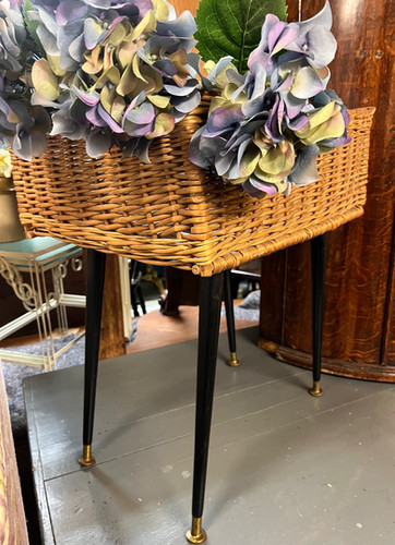 Vintage Storage Basket Table With Atomic Dansette Legs / Plant Stand ...