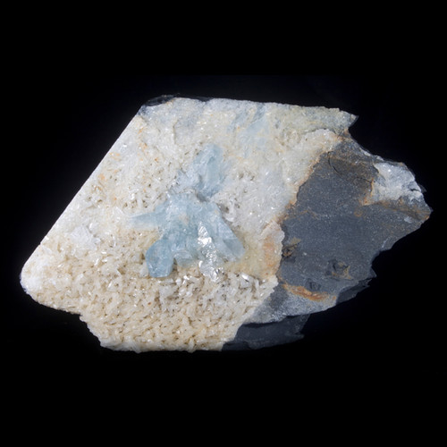 Euclase on Albite. La Marina Mine, Colombia | Studio Mineralia