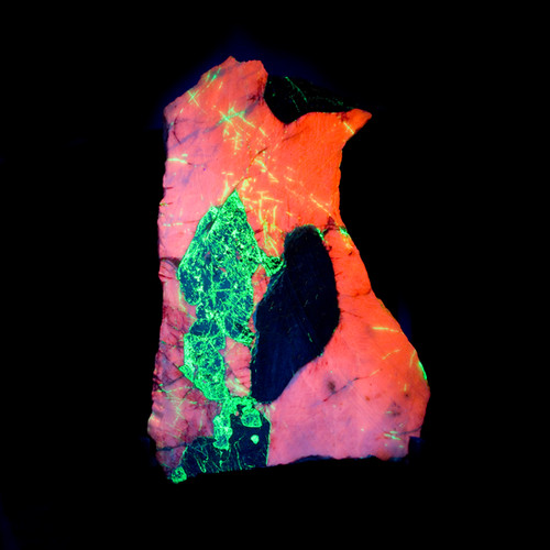 Willemite, Red Zincite, Franklinite and Calcite Polished Plate ...