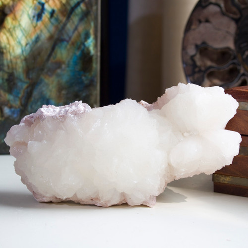 Luminous White Stilbite with Apophyllite | Studio Mineralia
