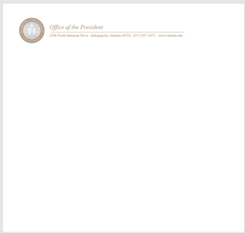 Office of the President Letterhead | Martin University