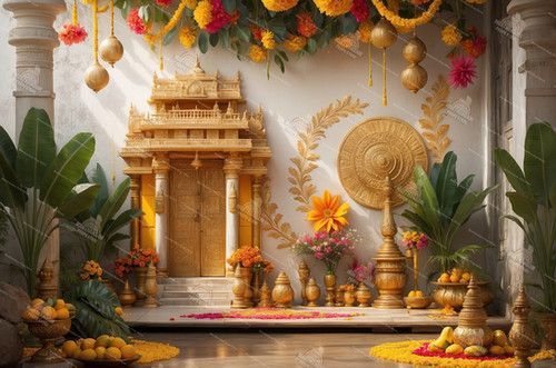 Golden Temple Traditional - Printed Backdrop - Fabric - MPS -BB1098 ...