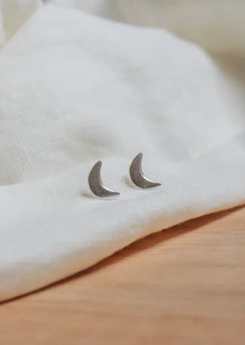 Pivot | Crescent Silver Studs | Spirals Fairtrade