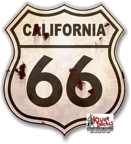 (RT66-19) ROUTE 66 CALIFORNIA RUSTY LOOKING DECAL | killer decals