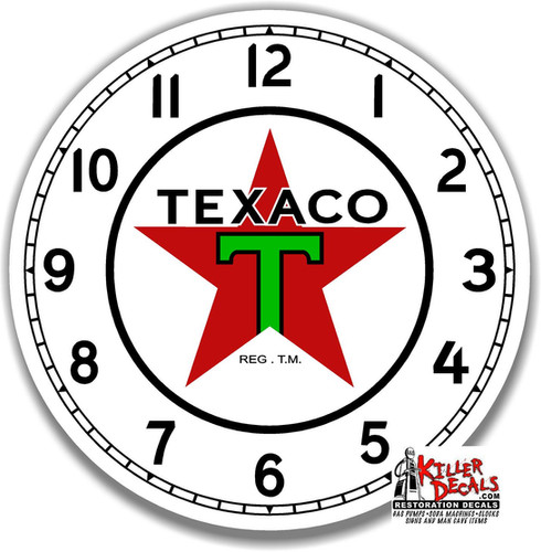 (Texa-102) ROUND TEXACO CLOCK DECAL | killer decals