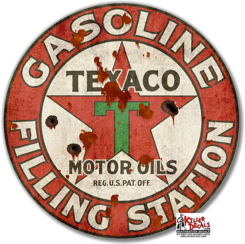 (Texa76) RUSTY STYLE WITH BULLET HOLES TEXACO FILLING STATION DECAL ...