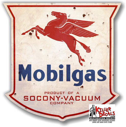 (Mobi-42R) RUSTY MOBIL MOBILGAS DECAL | killer decals