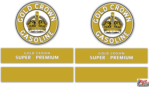 (Gold-6) GOLD CROWN GAS PUMP DECAL KIT | killer decals