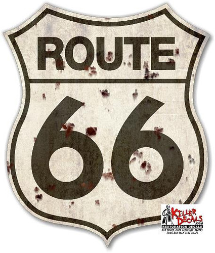(RT66-2) ROUTE 66 RUSTY LOOKING DECAL | killer decals