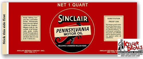 (SINC-100) 13.75" X 5.3" SINCLAIR OIL CAN WRAP | killer decals