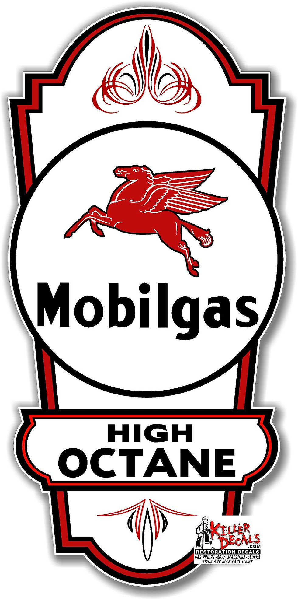 (Mobi-33-2) MOBIL MOBILGAS HIGH OCTANE HOTROD DECAL | killer decals