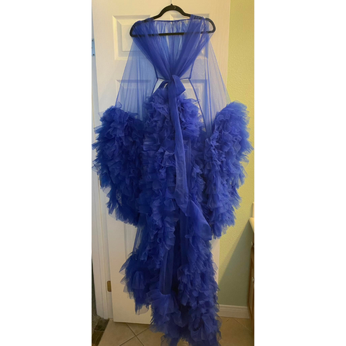 Blue Double Tulle Robe | Old Hollywood Glamou