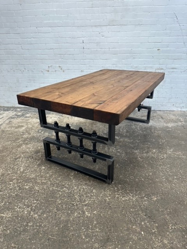 Industrial Chic Sleeper Knut & Bolt Dining Table -768 | RCC Furniture Reclaimed Dining Tables ...