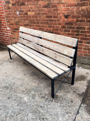 Outdoor Industrial Reclaimed Slatted Bench With Back - 475 | RCC ...