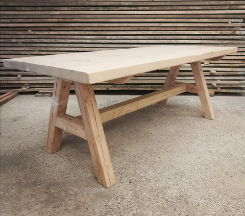 Reclaimed A-Frame Rustic Farmhouse 6-8 Seater Solid Wood Dining Table ...