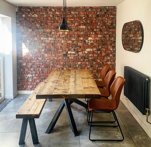 Reclaimed Industrial Spider Pedestal 6-8 Seater Wood & Steel Dining ...