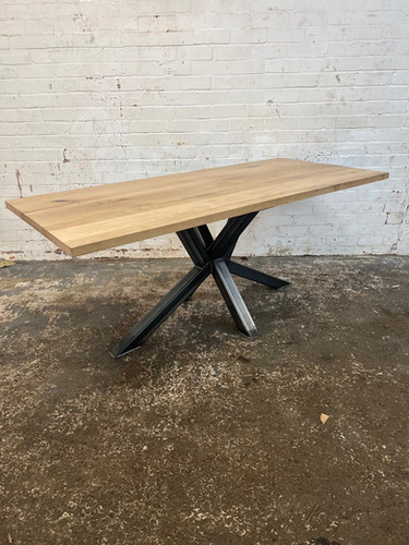 Scandi Industrial Solid FS Oak Dining table with Spider Pedestal base ...