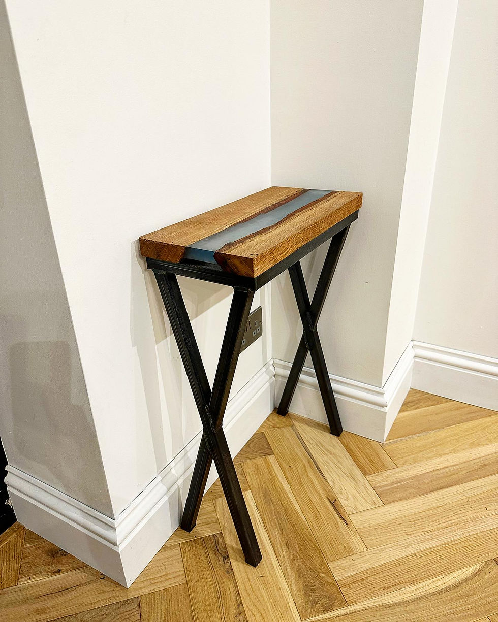 Solid Oak Solid Oak River Resin XX Console Side Table -746 | RCC ...