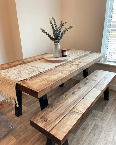 Reclaimed Industrial Chic Double VV 6-8 Seater Wood & Steel Dining ...