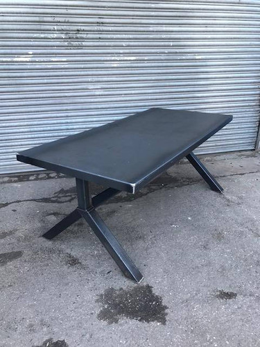 Industrial Chic Y-Frame 6-8 Seater Solid Steel Top & Metal Table 567 ...