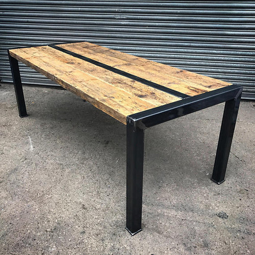 Industrial Chic Reclaimed Custom Visible Frame Metal Dining Table 531 ...