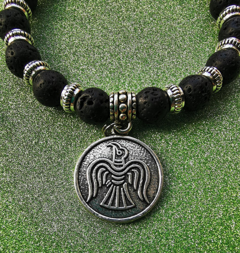Huginn and Muninn, Odins Ravens, Viking Mythology, Lava Bead stretch ...