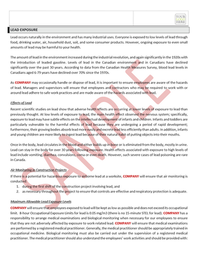 Lead Exposure Safe Work Practice | Quick Safety