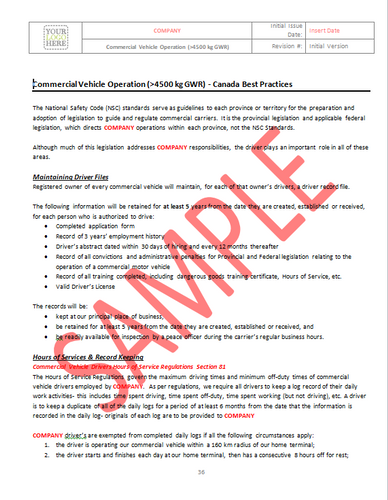 Commercial Vehicle Operation - Canada Industry Practice RAVS | On-Track ...