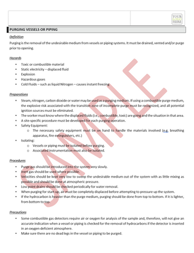 Purging Vessels or Piping Safe Work Practice | Quick Safety