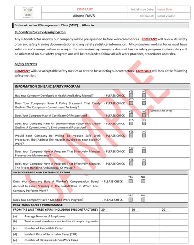 Subcontractor Management Plan - Alberta | Quick Safety
