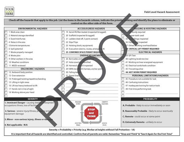 Hazard Assessment & FLHA Cards | On-Track Safety Solutions