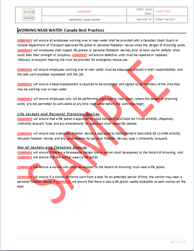 Working Near Water - Canada Industry Practice RAVS | On-Track Safety