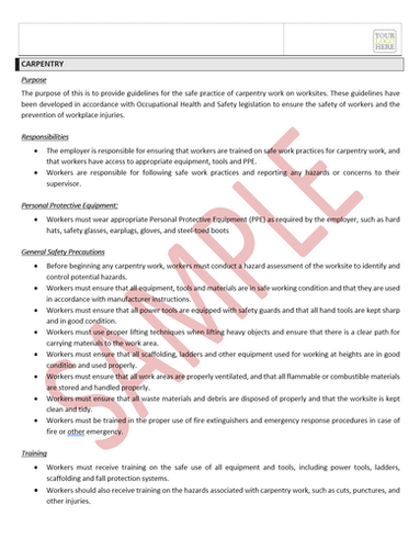 Carpentry Safe Work Practice | Quick Safety