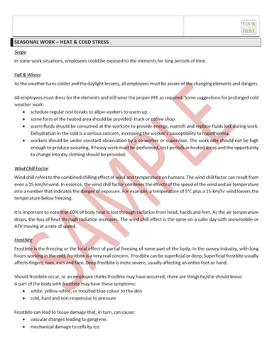 Seasonal Work - Hot & Cold Stress Safe Work Practice | Quick Safety