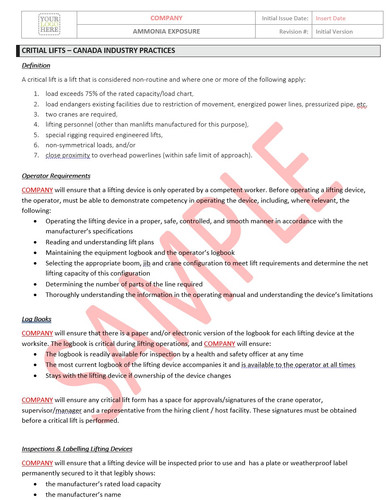 Critical Lifts - Canada - Industry Practices | On-Track Safety