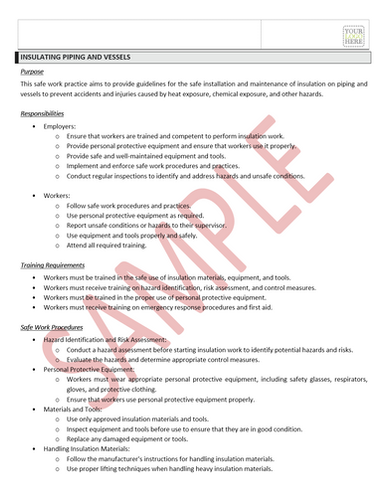 Insulating Piping Vessels Safe Work Practice | Quick Safety