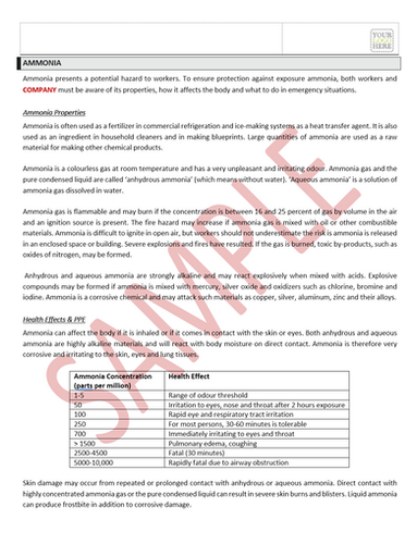 Ammonia - Safe Work Practice | Quick Safety