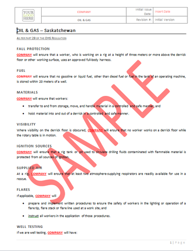 Oil and Gas - Saskatchewan RAVS | On-Track Safety