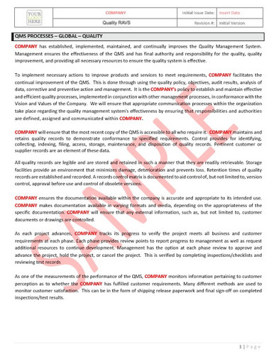 QMS Process – Global – Quality | Quick Safety