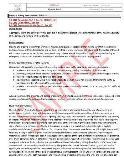 General Safety Precautions - Alberta RAVS | Quick Safety