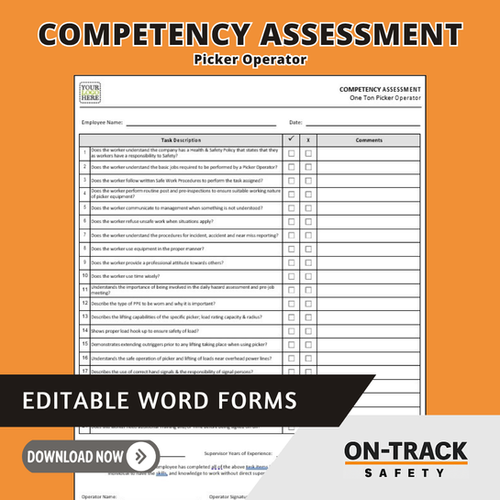 Picker Operator - Competency Assessment Form - Editable | On-Track Safety