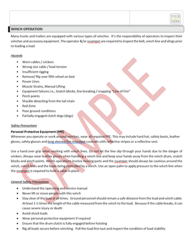 Winch Operation Safe Work Practice | Quick Safety