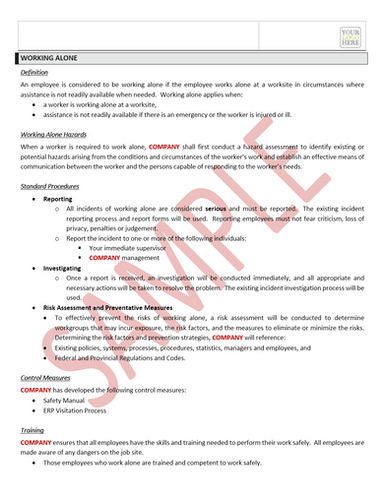 Working Alone Safe Work Practice | Quick Safety