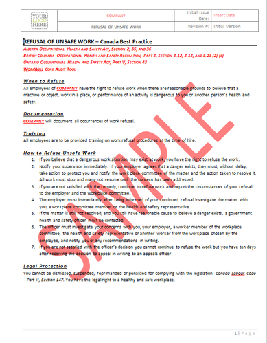 Refusal of Unsafe Work - Canada Industry Practice RAVS | On-Track Safety