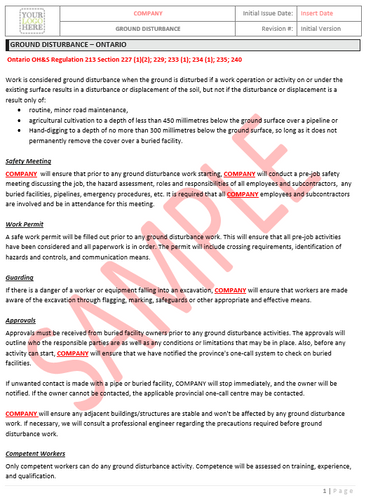 Ground Disturbance - Ontario | On-Track Safety