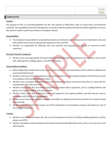 Fabrication Safe Work Practice | Quick Safety